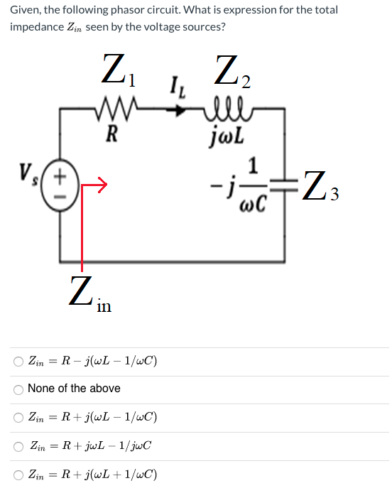 Solved Given, the following phasor circuit. What is | Chegg.com