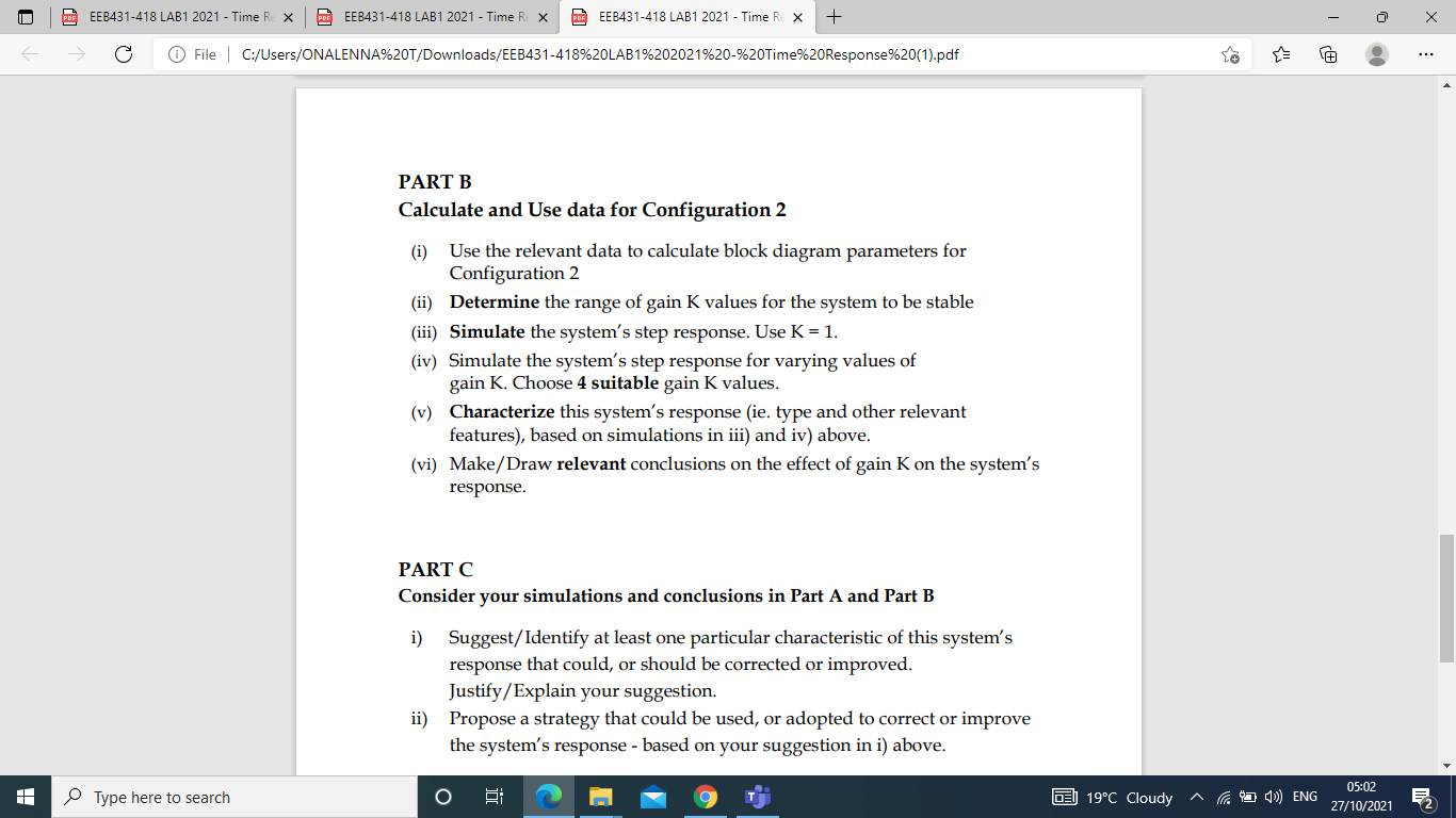 PDF EEB431-418 LAB1 2021 - Time X PRE EEB431-418 LAB1 | Chegg.com