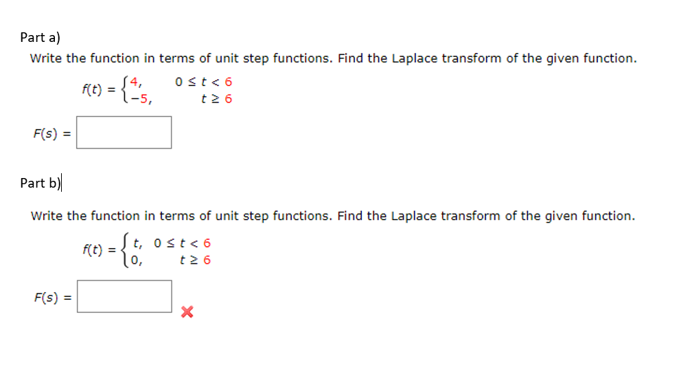 Solved Part a) Write the function in terms of unit step | Chegg.com