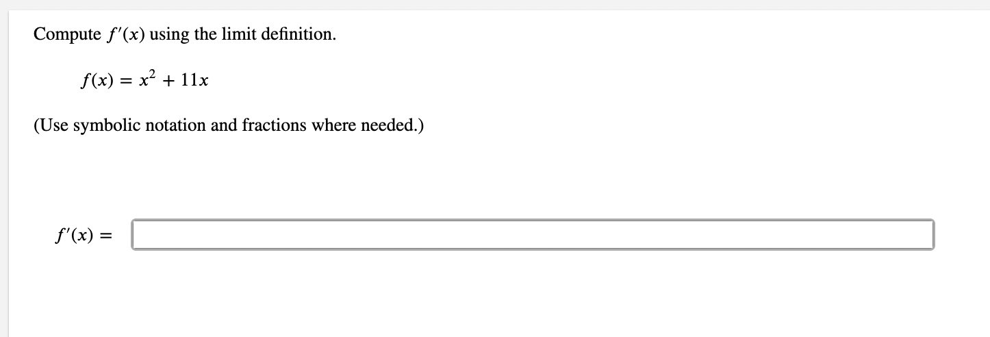 Solved Compute f'(x) ﻿using the limit | Chegg.com