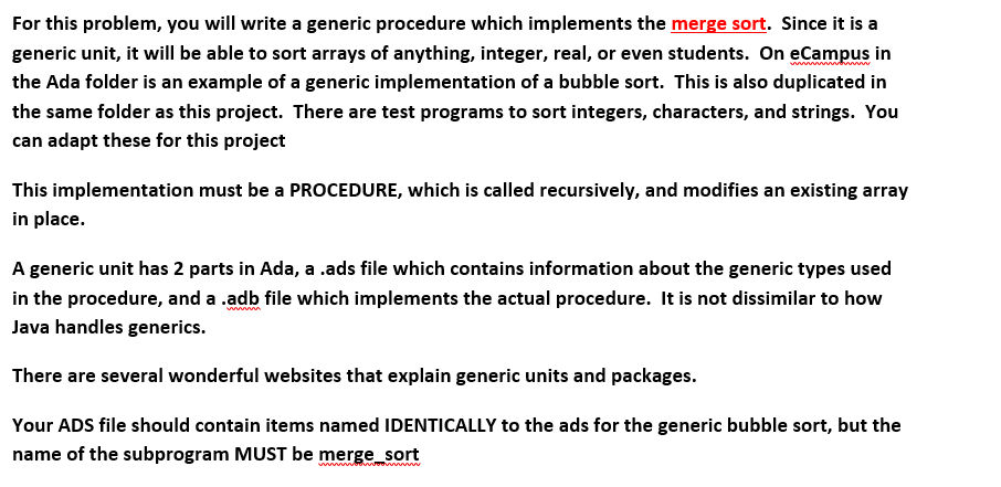 Programming Language: Ada Below is what the generic | Chegg.com