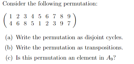 Solved Consider the following permutation: 1 2 3 4 5 6 7 8 9 | Chegg.com
