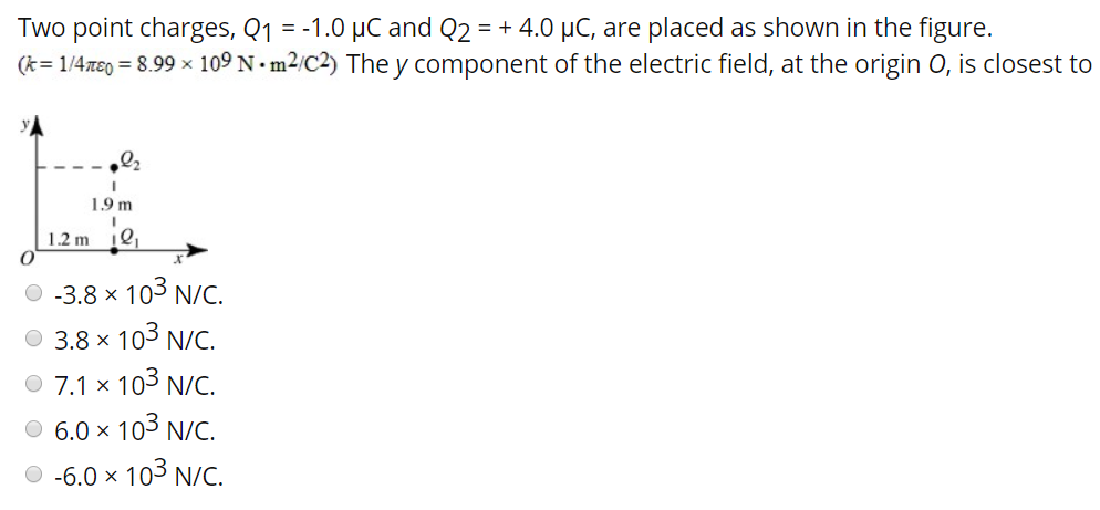 Solved Two point charges, Q1 = -1.0 uC and Q2 = + 4.0 uC, | Chegg.com