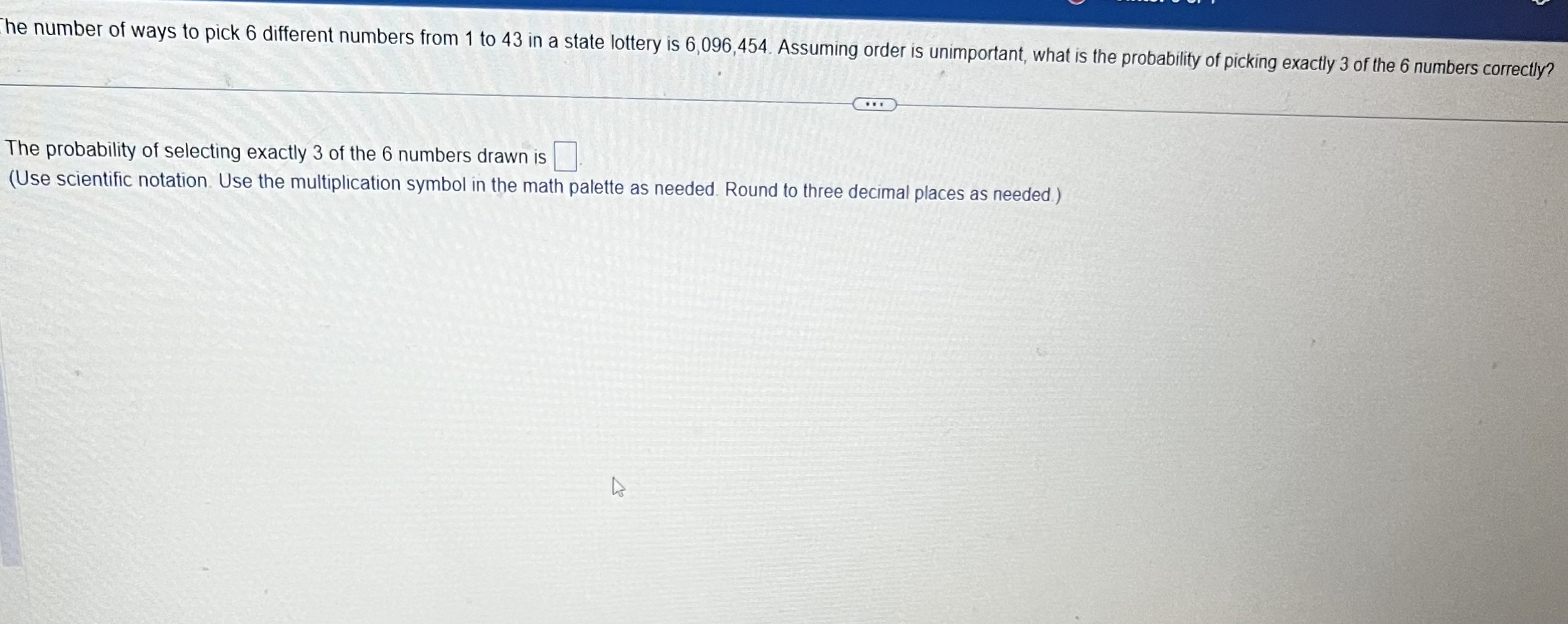 Solved The number of ways to pick 6 ﻿different numbers from | Chegg.com