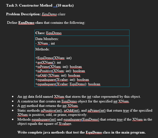 Solved Task 3: Constructor Method (10 marks) Problem | Chegg.com