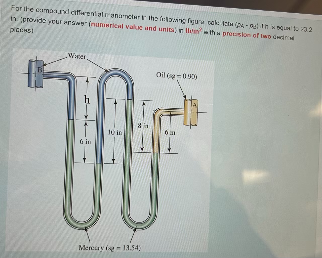 For the compound differential manometer in the | Chegg.com