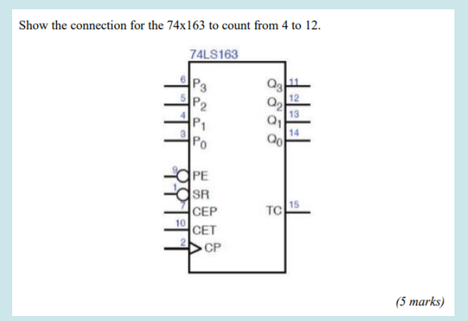 Solved Show the connection for the 74x163 to count from 4 to | Chegg.com
