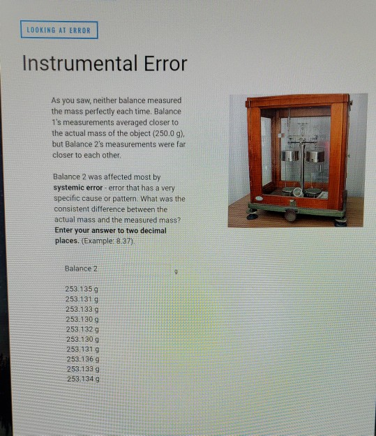 Solved LOOKING AT ERROR Instrumental Error As you saw, | Chegg.com