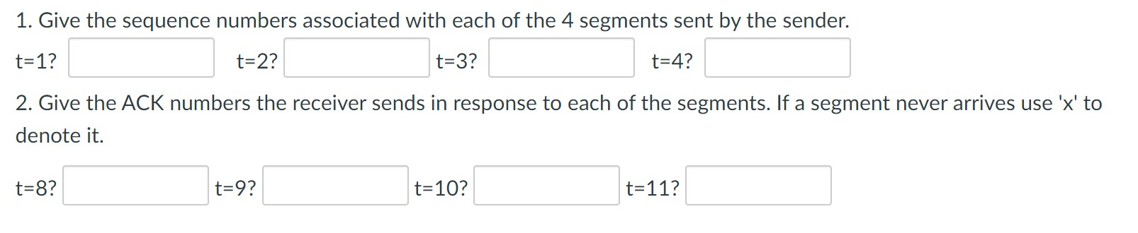 Solved 1. Give the sequence numbers associated with each | Chegg.com