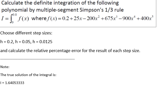 Solved Calculate the definite integration of the following | Chegg.com