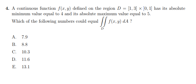 Solved 4. A continuous function f(x, y) defined on the | Chegg.com