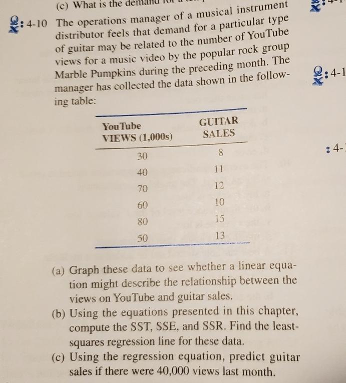 Solved : 4-10 The operations manager of a musical instrument | Chegg.com