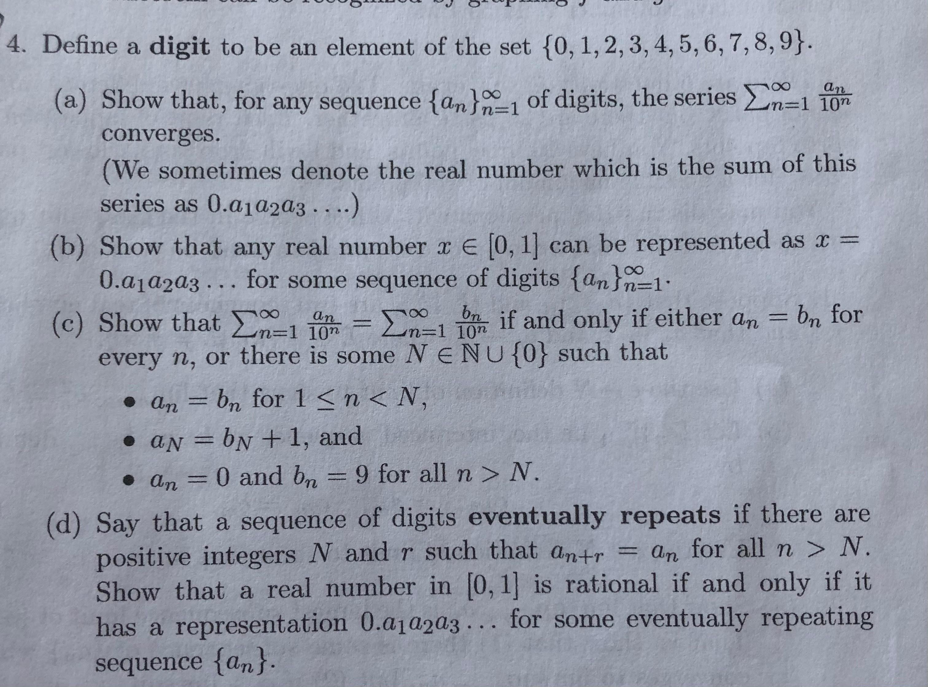 Solved 4. Define a digit to be an element of the set | Chegg.com