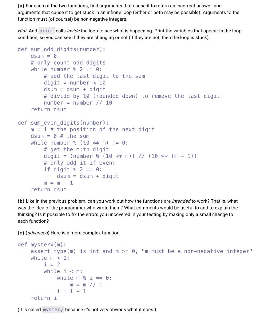 Solved The mystery function is meant to work on any | Chegg.com