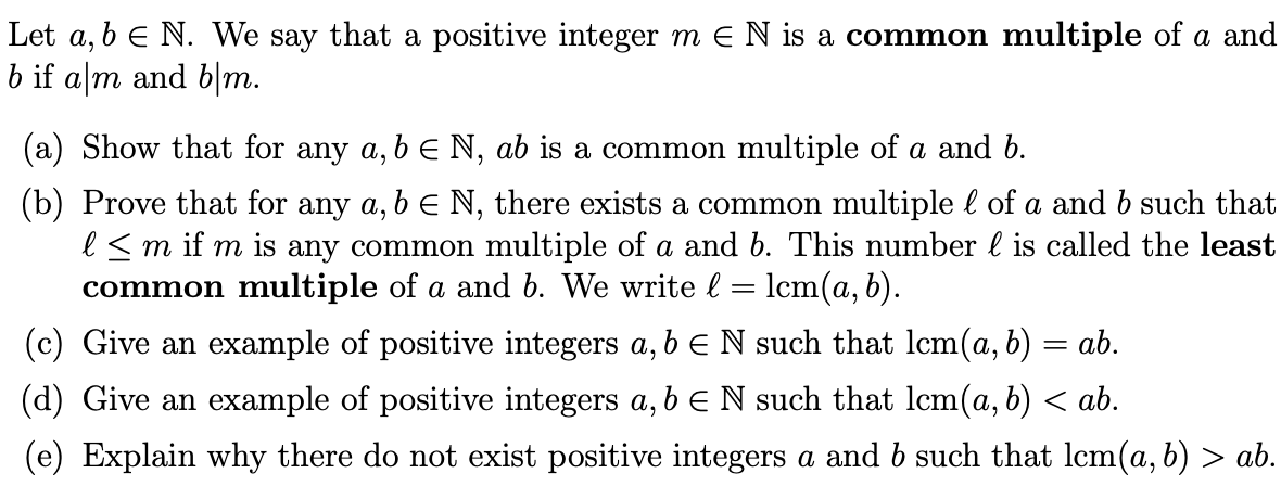 Solved Let a,b∈N. We say that a positive integer m∈N is a | Chegg.com