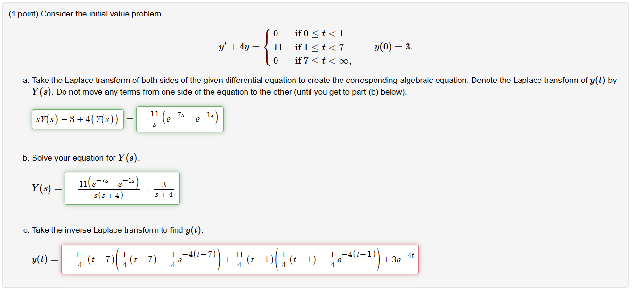 Solved (1 point) Consider the initial value problem 0 y' + | Chegg.com