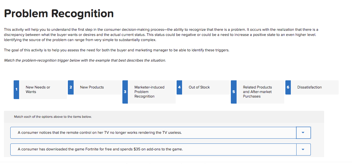 Solved Problem Recognition This activity will help you to | Chegg.com