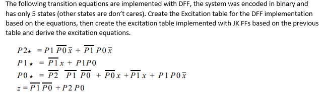 Solved The following transition equations are implemented | Chegg.com
