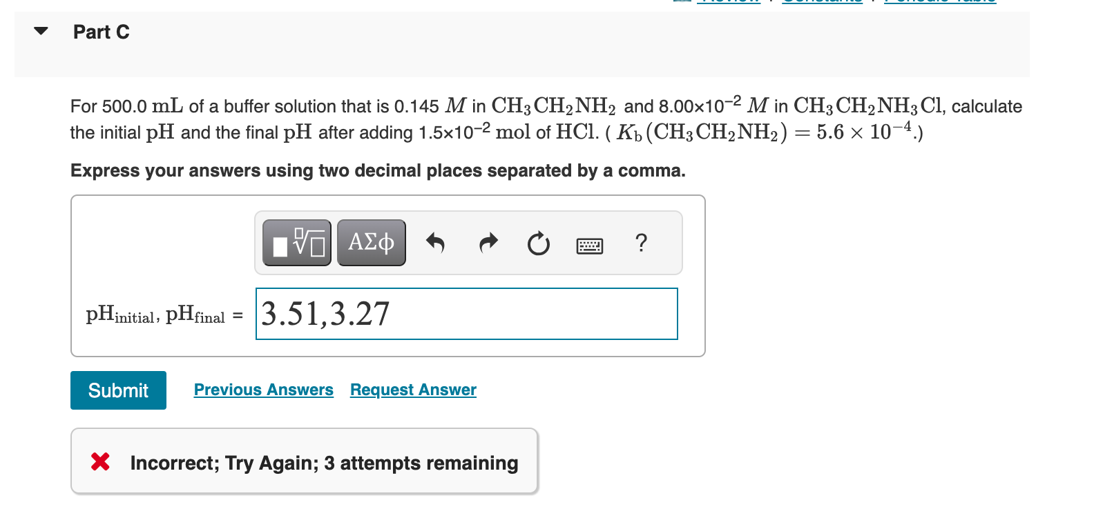 Solved For 500.0 mL of a buffer solution that is 0.145M in | Chegg.com