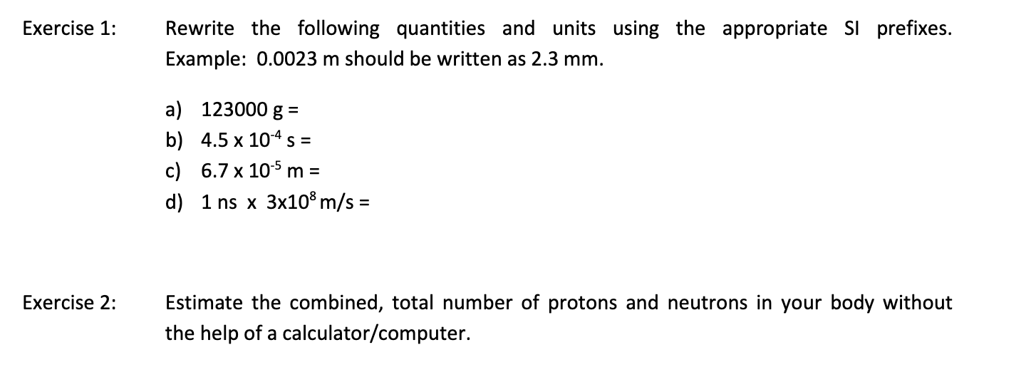 Solved Rewrite the following quantities and units using the | Chegg.com