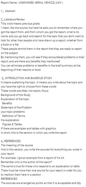 Solved Report Name-UNMANNED AERIAL VEHICLE (UAV) 1. Abstract | Chegg.com