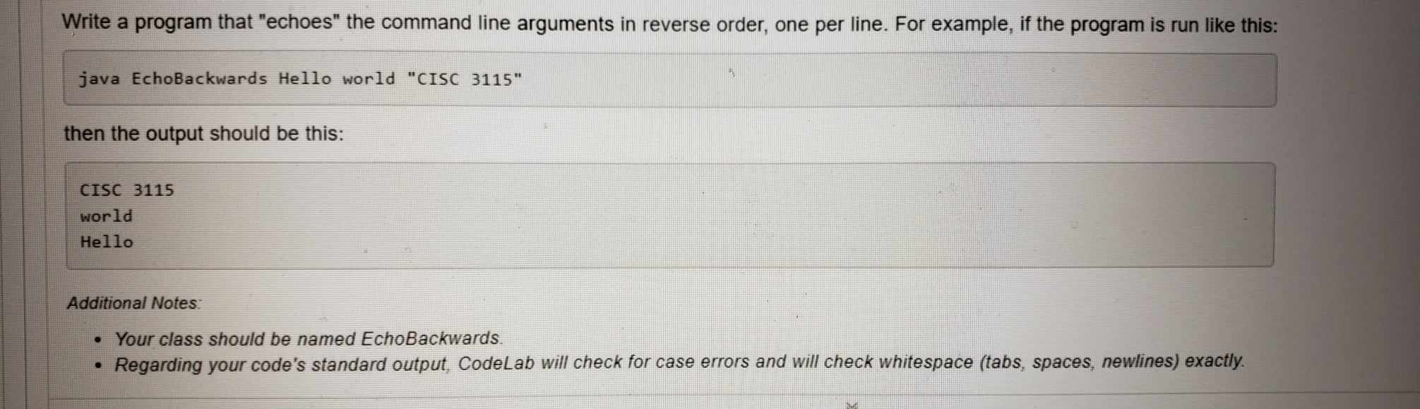 Solved Write a program that "echoes" the command line | Chegg.com