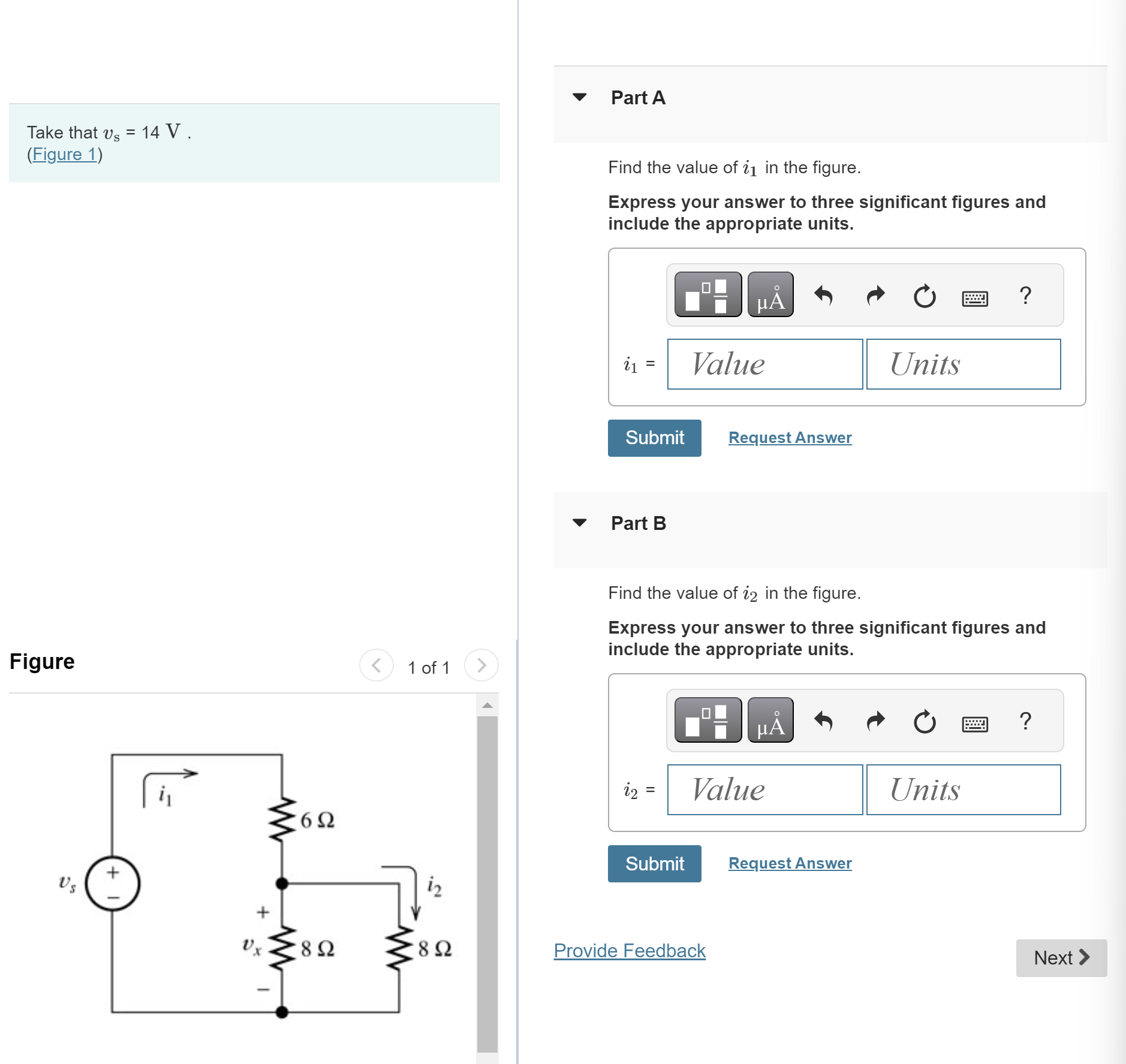 Solved Take that vs=14V.(Figure 1)FigurePart AFind the value | Chegg.com