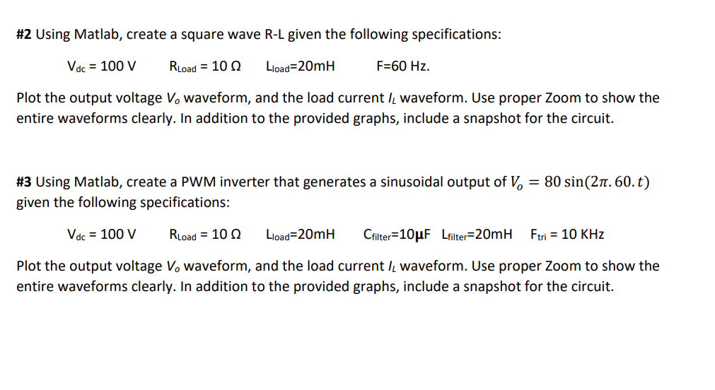 Solved #2 ﻿Using Matlab, create a square wave R-L given the | Chegg.com