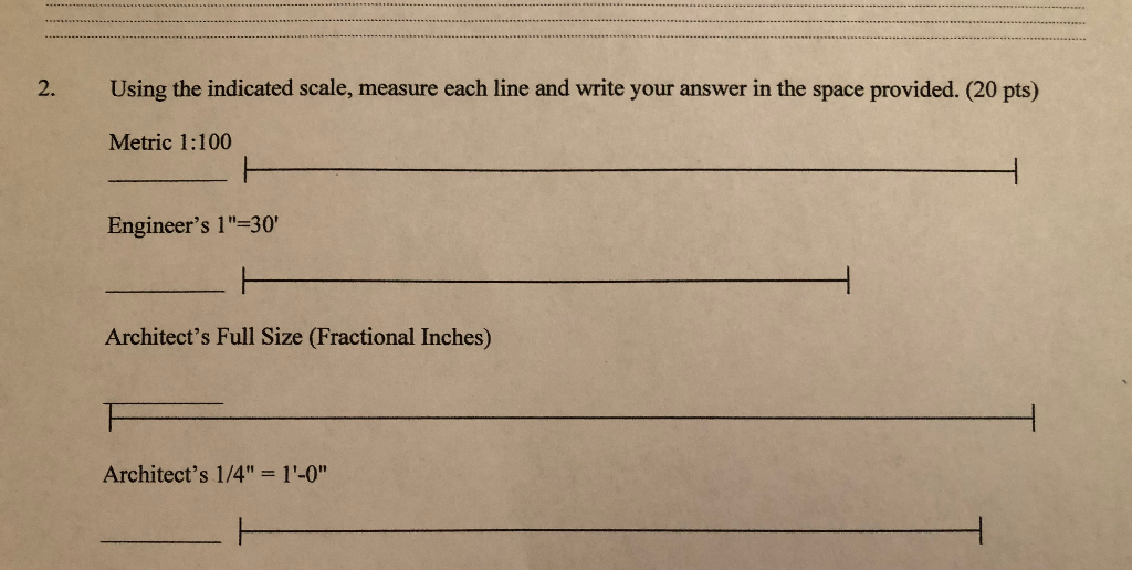 Solved 2. Using the indicated scale, measure each line and | Chegg.com