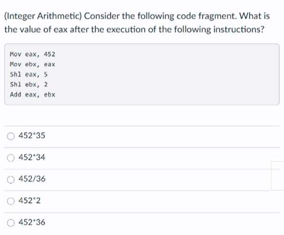 Solved (Integer Arithmetic) Consider the following code | Chegg.com