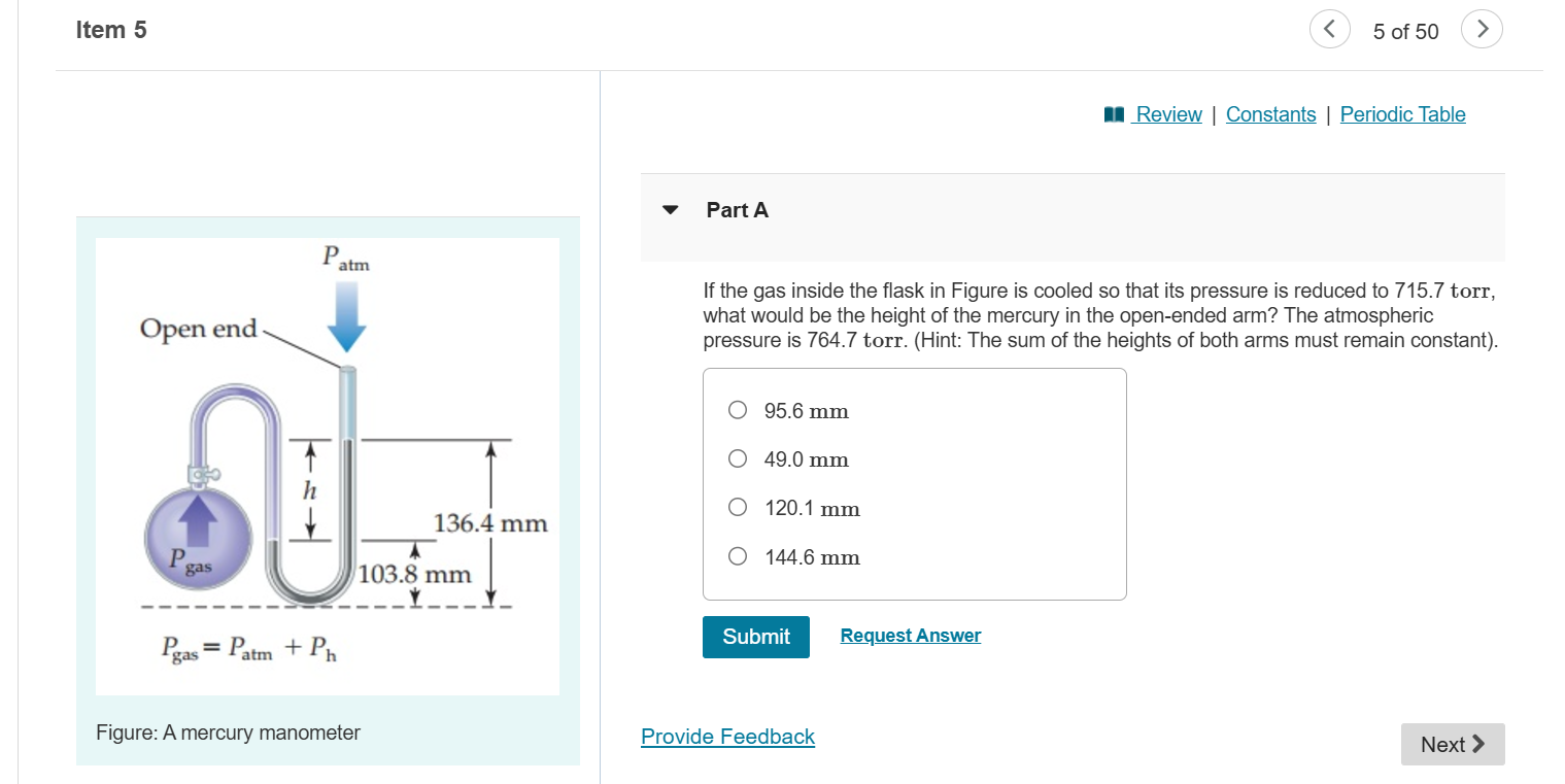 Solved Part AIf ﻿the gas inside the flask in ﻿Figure is | Chegg.com