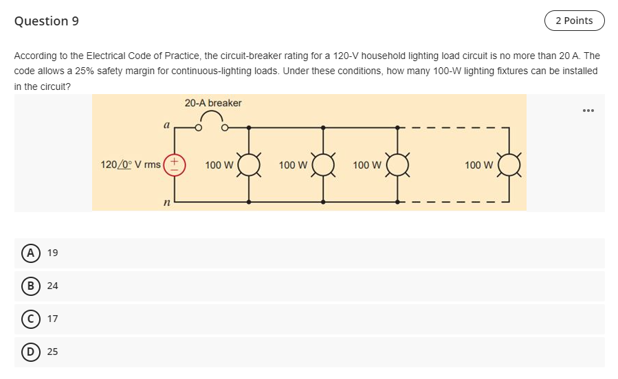 Solved According to the Electrical Code of Practice, the | Chegg.com