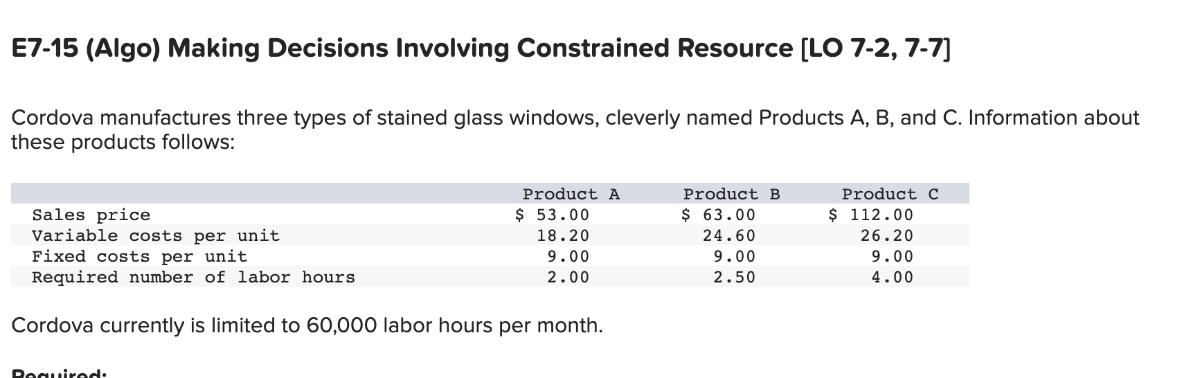 Solved E7-15 (Algo) Making Decisions Involving Constrained | Chegg.com
