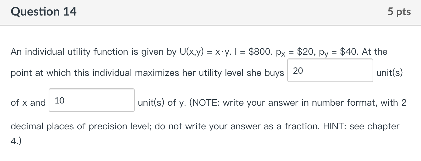 Solved Let x be eggs and y be bagels. An individual utility | Chegg.com
