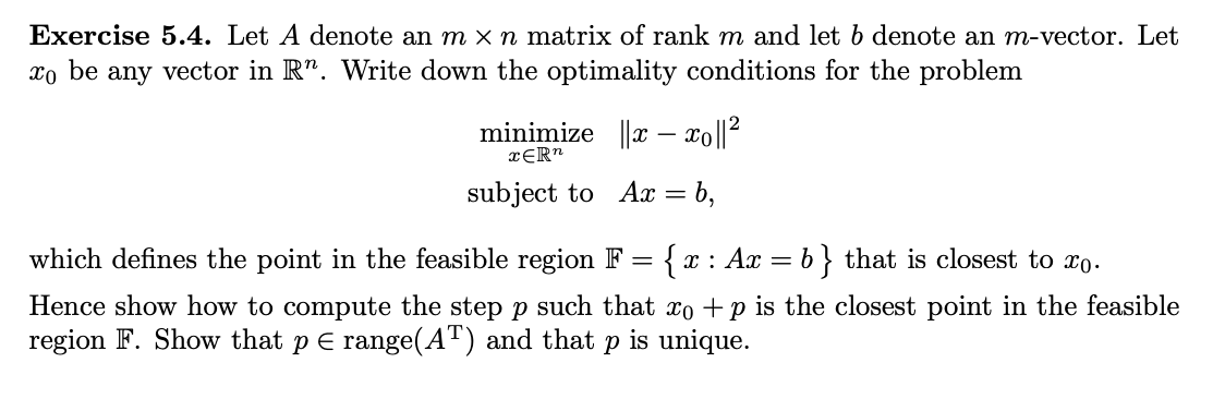 Solved Exercise 5.4. Let A denote an m×n matrix of rank m | Chegg.com