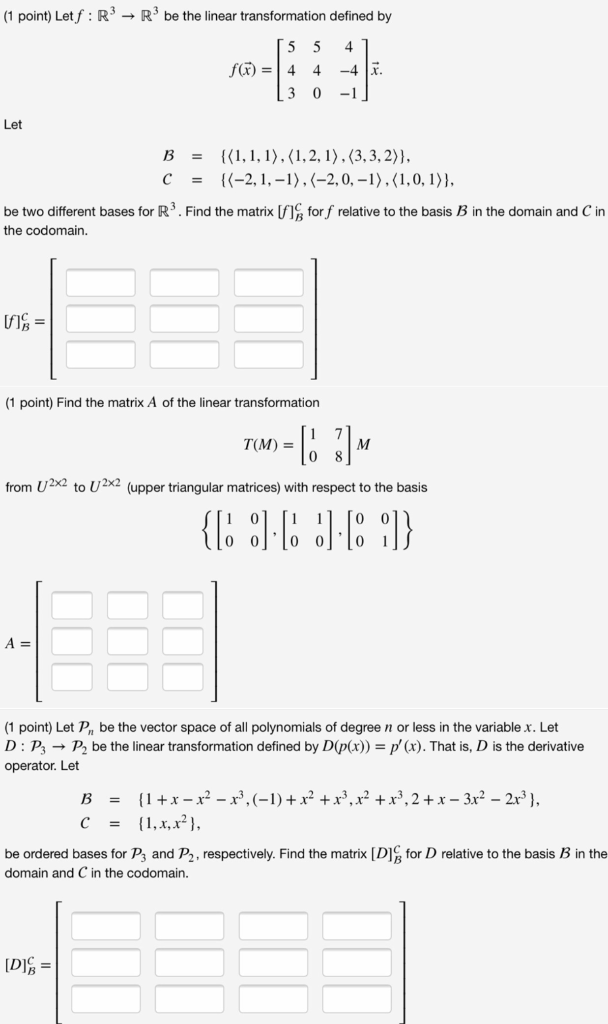 Solved (1 point) Letf: R3 R3 be the linear transformation | Chegg.com