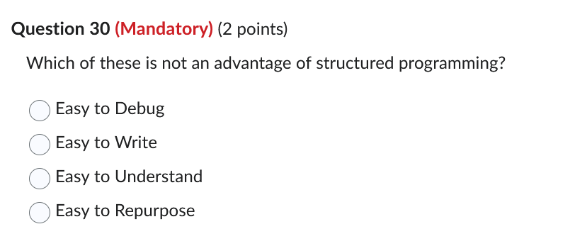 Solved Which of these is not an advantage of structured | Chegg.com