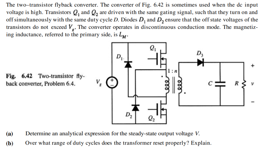 Solved The two-transistor flyback converter. The converter | Chegg.com