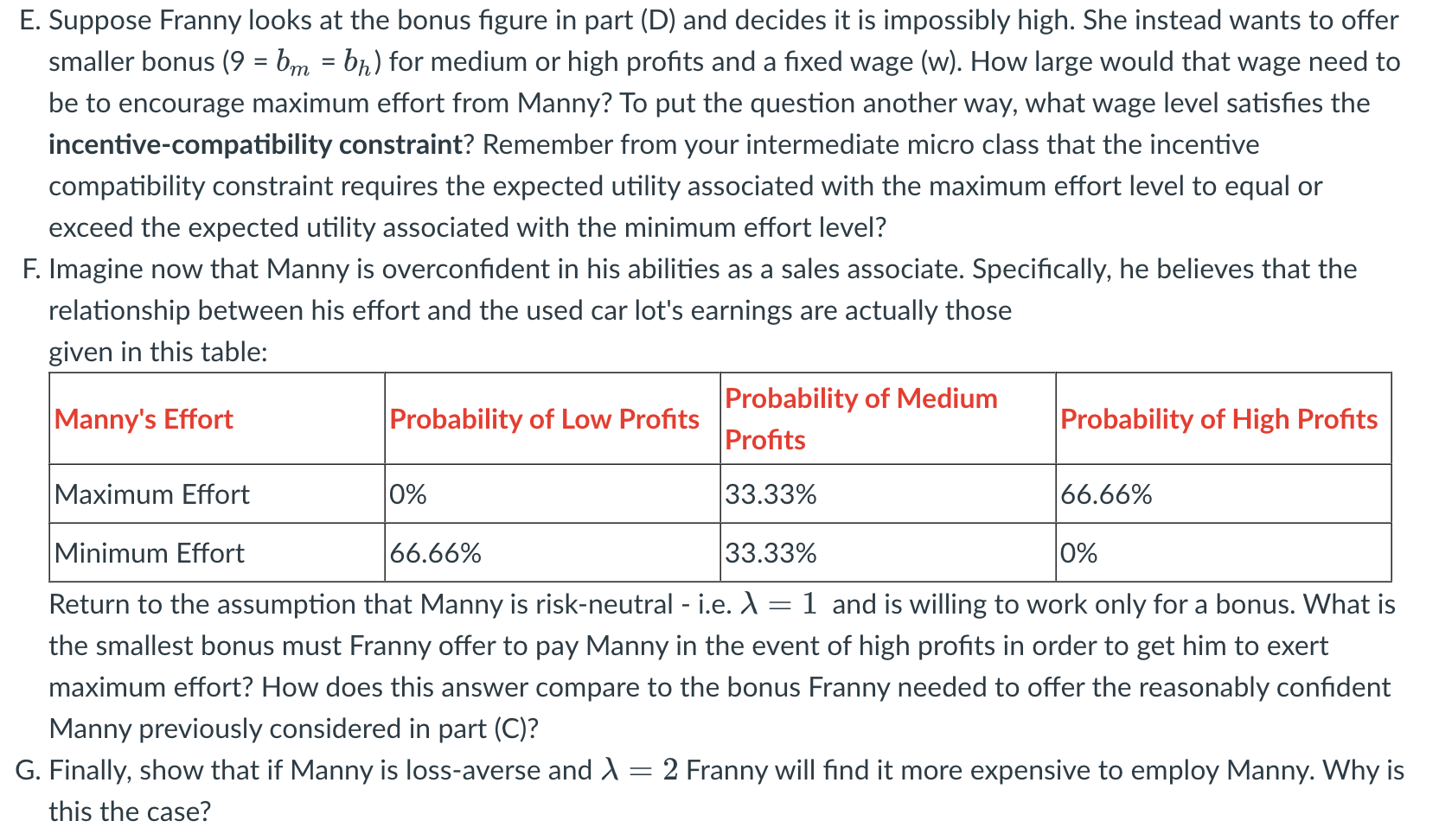 Solved E. Suppose Franny looks at the bonus figure in part | Chegg.com