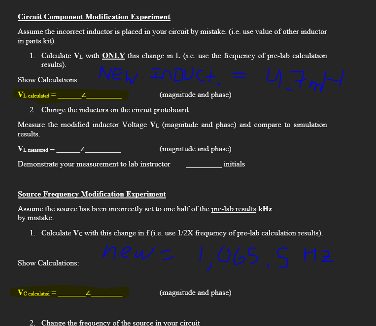Solved Pre-Lab Assignment: Determine circuit component | Chegg.com