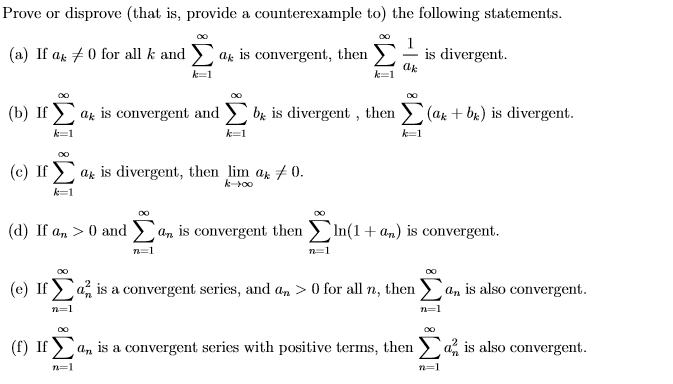 Solved Prove or disprove (that is, provide a counterexample | Chegg.com