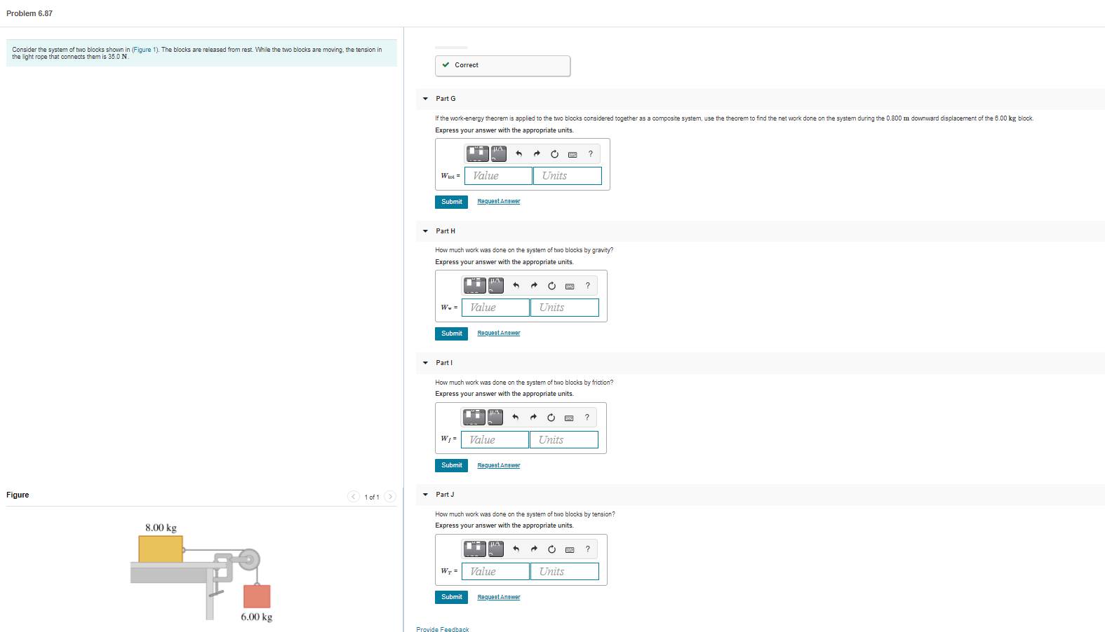 Solved Problem 6.87 Consider the system of two blocks shown | Chegg.com