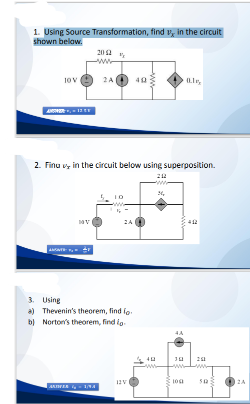 Solved 1. Using Source Transformation, find vx in the | Chegg.com