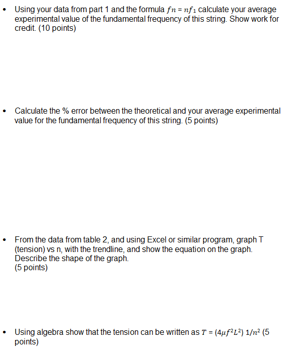 Solved Table For String Part 1 5 Points Table Part 1 10
