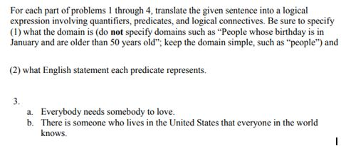 Solved For each part of problems 1 through 4, translate the | Chegg.com