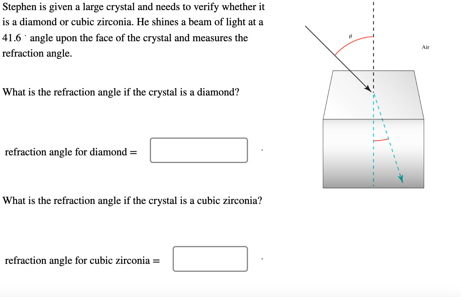 Solved Stephen is given a large crystal and needs to verify | Chegg.com