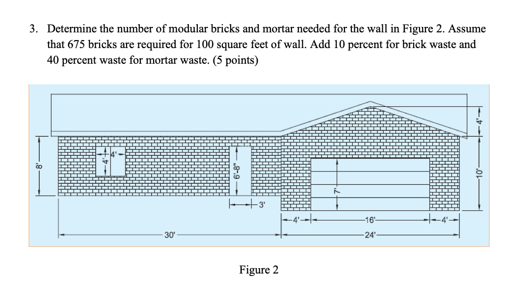 Solved 3. Determine the number of modular bricks and mortar | Chegg.com