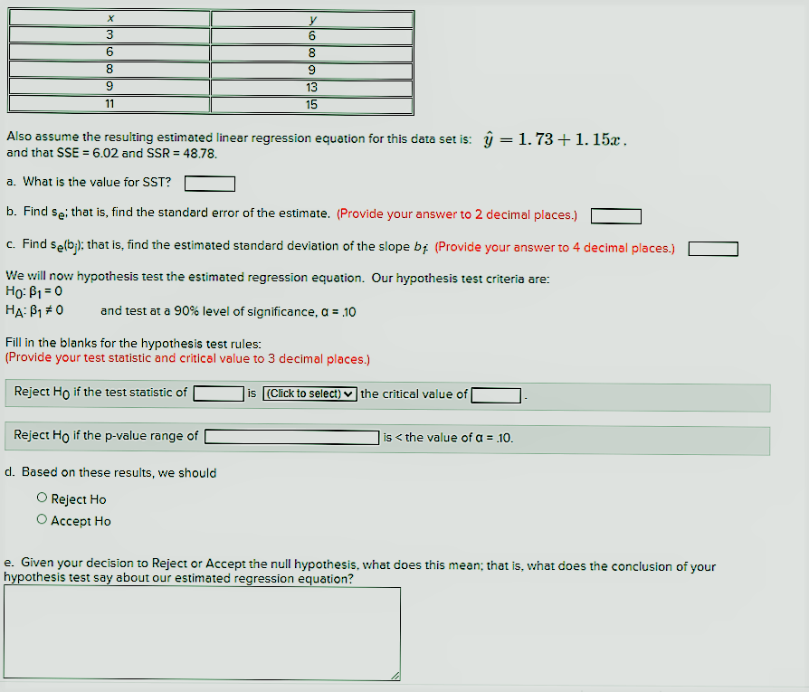 Solved X 3 у 6 6 8 8 9 9 11 13 15 Also assume the resulting | Chegg.com