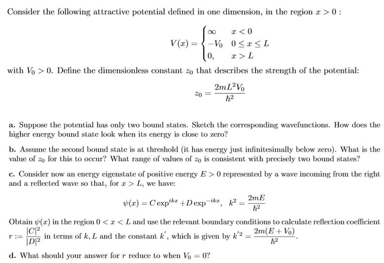 Solved Consider the following attractive potential defined | Chegg.com
