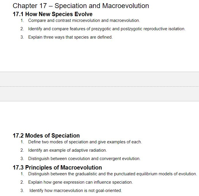 Solved Chapter 17 - ﻿Speciation and Macroevolution17.1 ﻿How | Chegg.com
